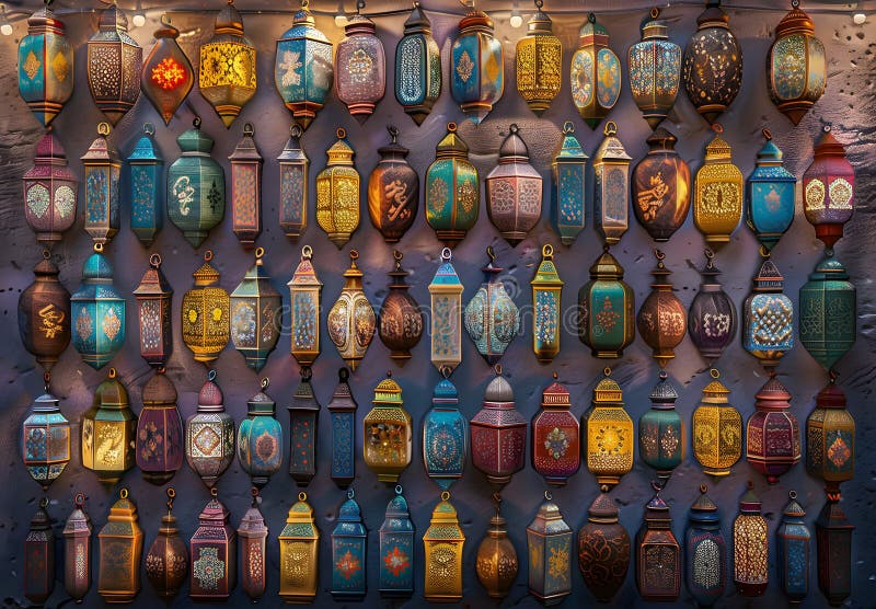 Ramadan Lanterns Bazaar Wall Decor Stock Illustration - Illustration of ...