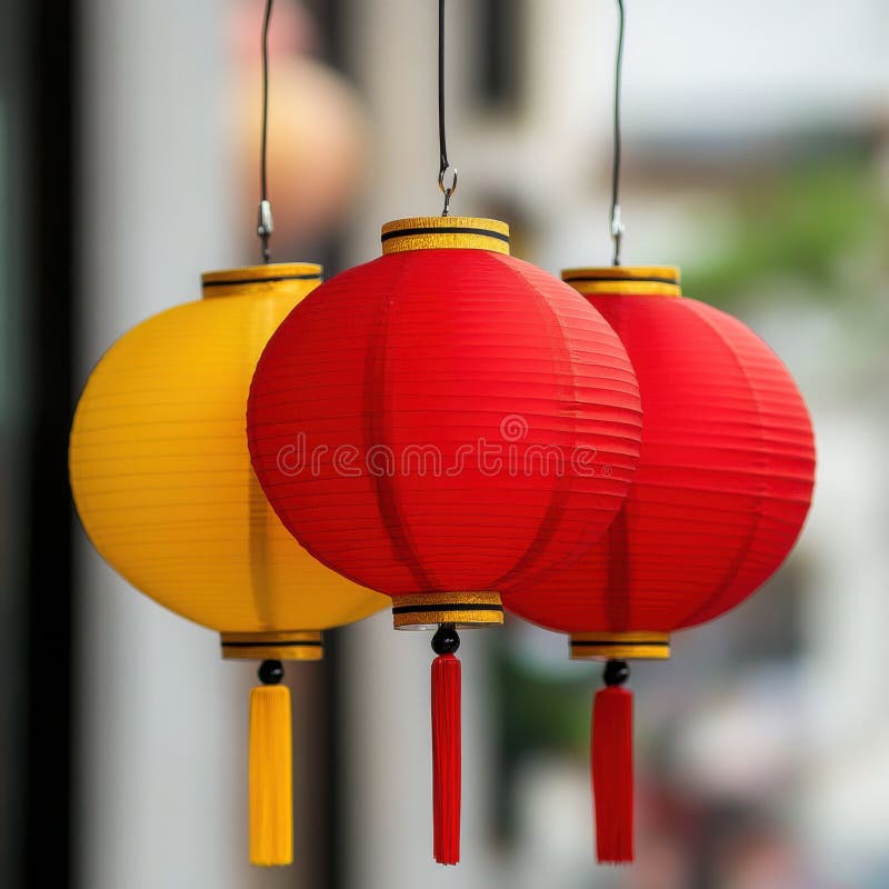 Colorful Lanterns in Red and Yellow, Perfect for Celebrations Stock ...