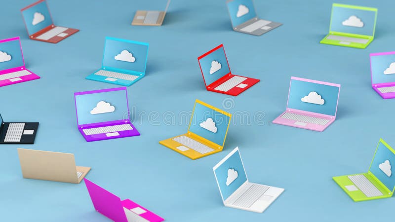 Colorful Laptop Computers, School Learning Devices Concept, 3d ...