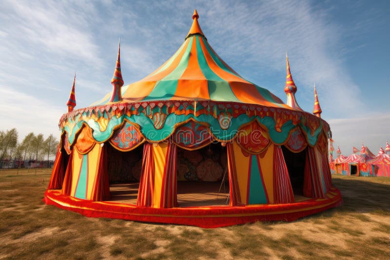 Colorful Large Circus Venue Stock Illustration - Illustration of summer ...