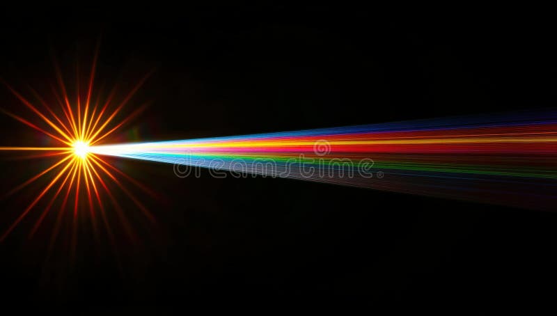 A Colorful Laser Beam Emerges from a Star Against a Black Background ...