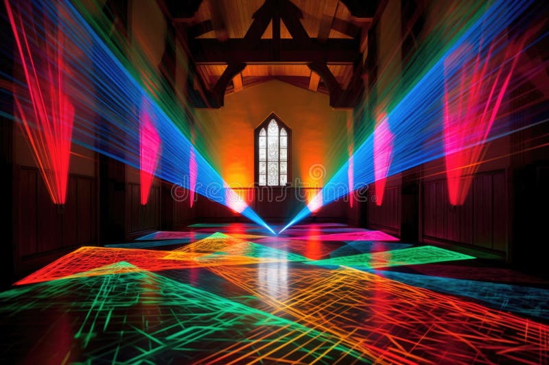 Colorful Laser Beams Creating Geometric Patterns Stock Illustration ...