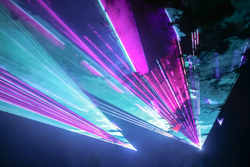 Colorful laser show stock photo. Image of evening, night - 184341672