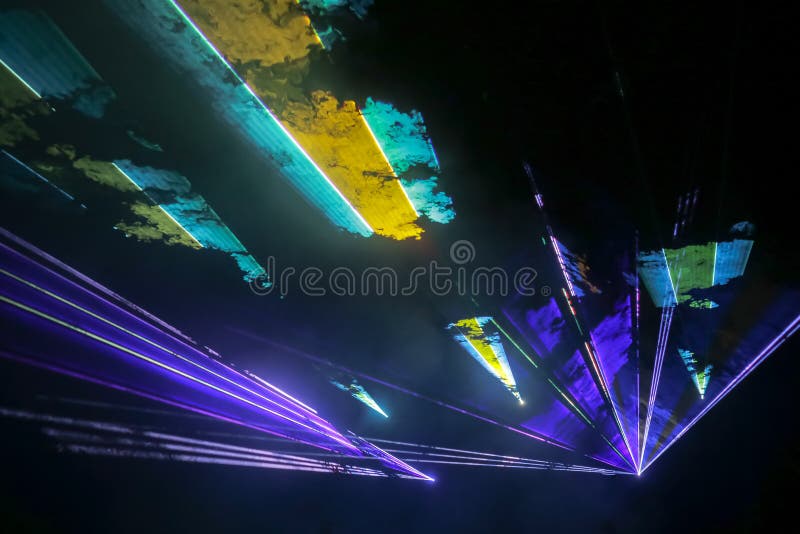 Colorful laser show stock photo. Image of exhibit, night - 184341864