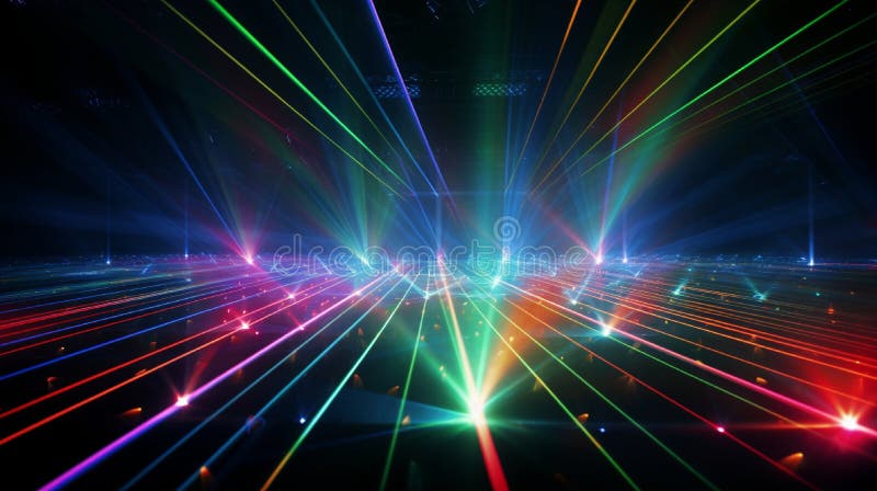 Colorful Laser and Stage Lights Isolated on Black, Laser Show Stock ...