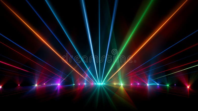 Colorful Laser and Stage Lights Isolated on Black, Laser Show Stock ...