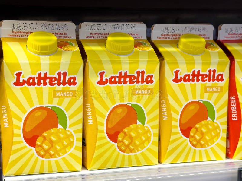 Colorful Latella Mango Juice Cartons on Store Shelf Editorial Image ...