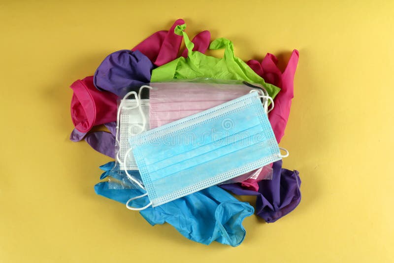 Colorful Latex Gloves and Face Masks Stock Image - Image of colourful ...