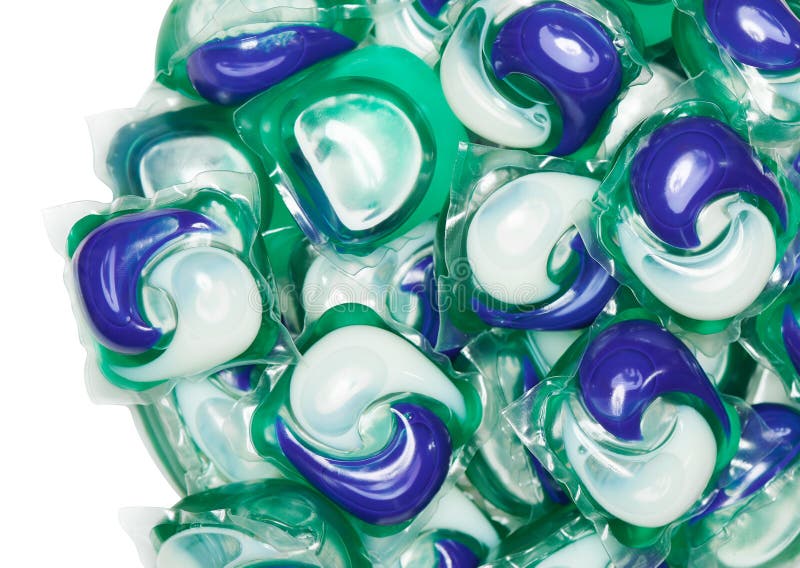 Colorful Laundry Eco Gel in Capsule. Washing Machine Detergent Stock ...