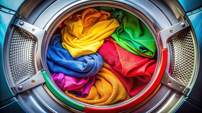 A Colorful Laundry Load Ready To Clean TopDown View of a Vibrant Home ...