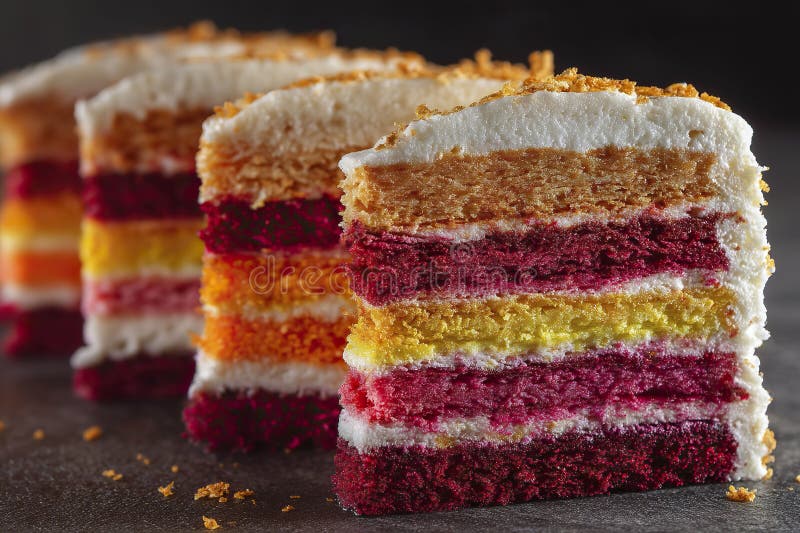 A Layer Cake with a Variety of Frosting Flavors and Colors, Showcasing ...
