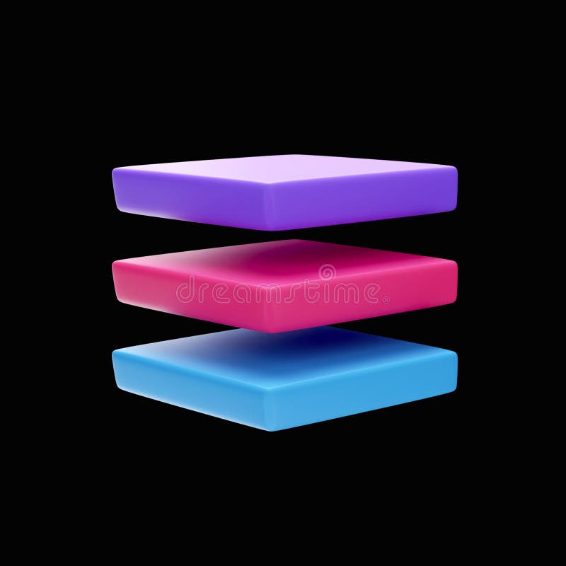 Colorful Layer 3D Icon Against Black Stock Illustration - Illustration ...