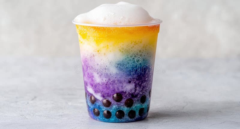 Colorful Layered Bubble Tea Drink Stock Illustration - Illustration of ...