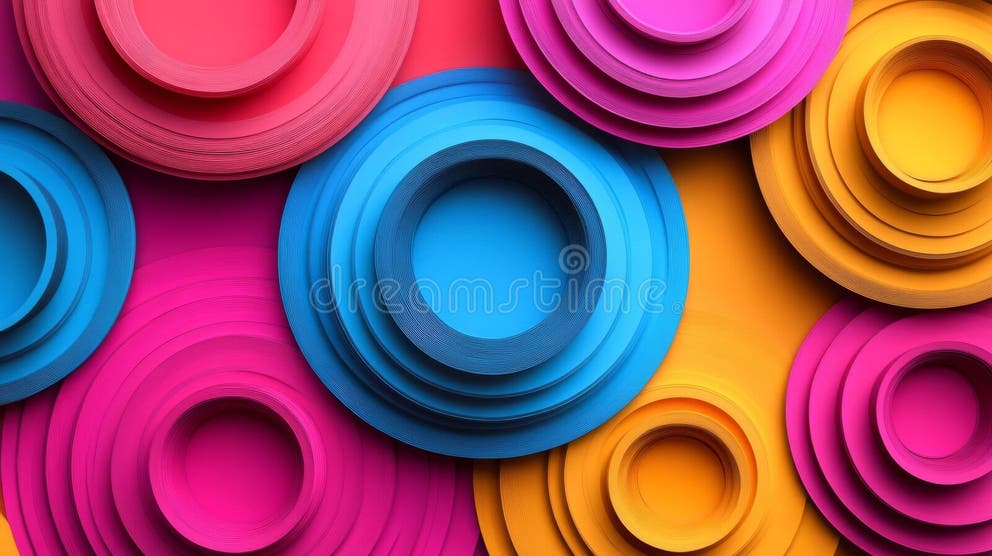 Colorful Layered Circles Abstract Background Stock Illustration ...