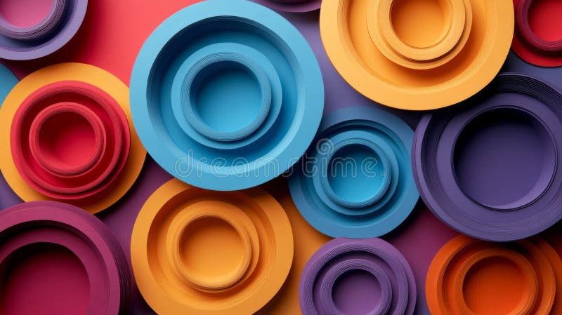 Colorful Layered Circles Abstract Background Stock Illustration ...