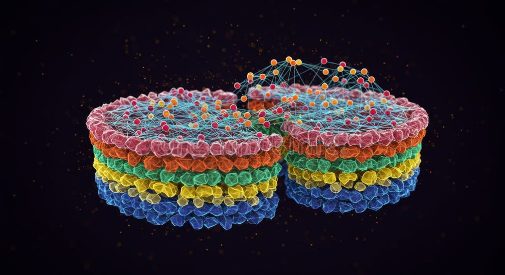 Colorful Layered 3D Molecular Structure Model Stock Illustration ...