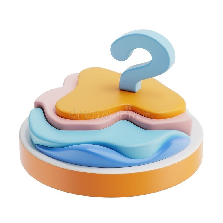 Abstract Colorful 3D Question Mark on Layered Platform Stock ...