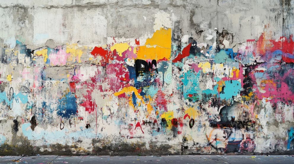 Colorful Layered Graffiti Wall Texture Stock Illustration ...