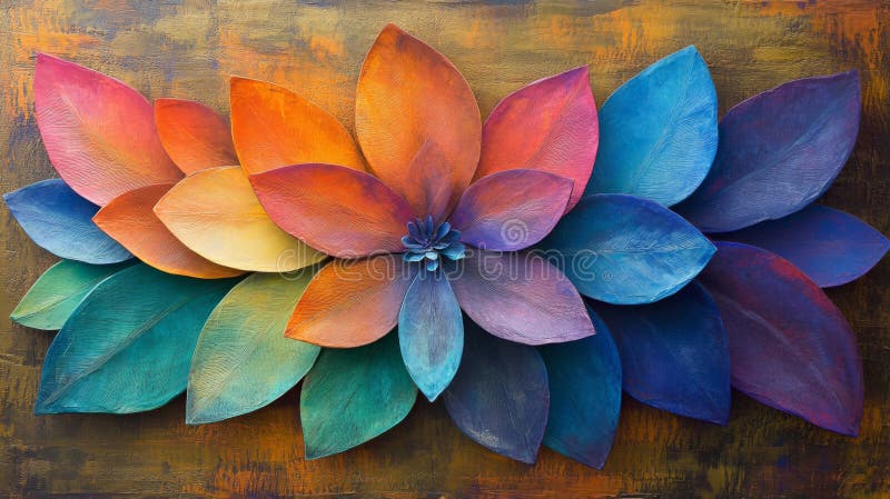 Colorful Layered Leaves Abstract Art Stock Illustration - Illustration ...