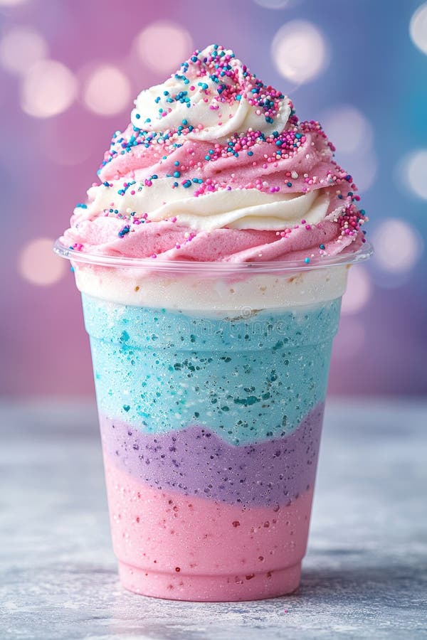 Colorful Layered Milkshake with Whipped Cream and Sprinkles Stock ...