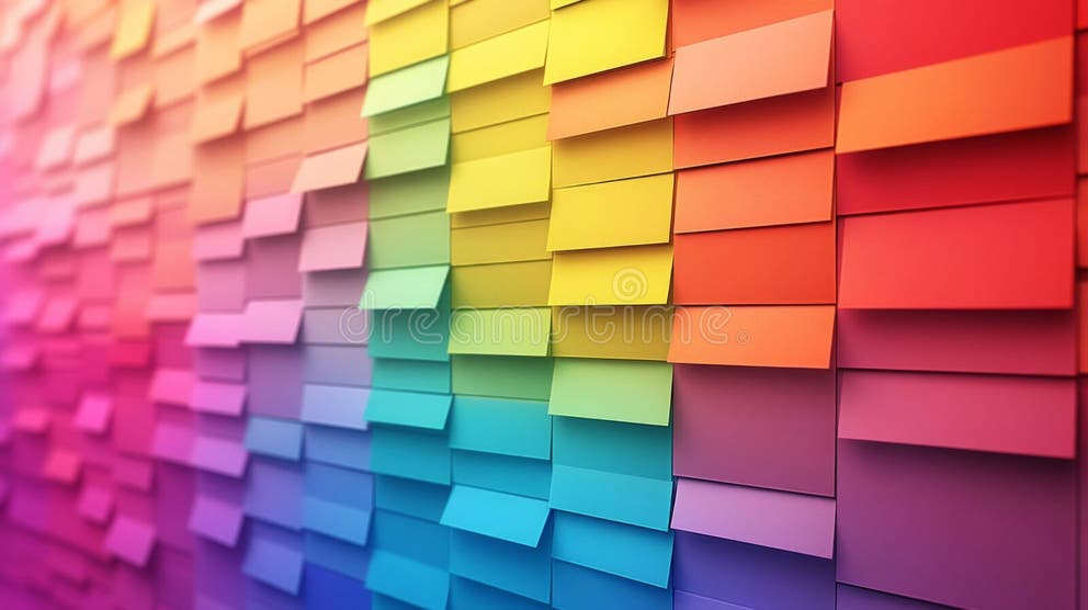 Colorful Layered Paper Rectangles Form a Rainbow Gradient Stock ...