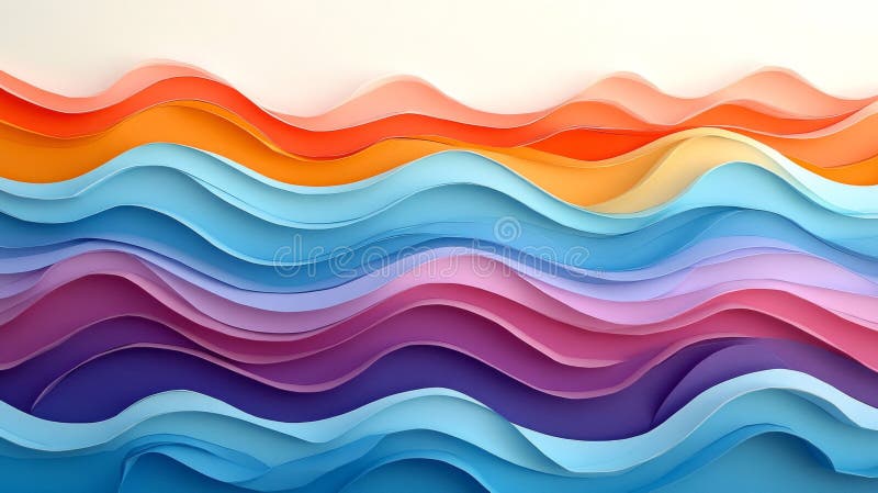 Colorful Layered Paper Waves Abstract Background Stock Illustration ...