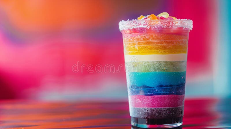 A Colorful Layered Slush with Vibrant Stripes of Different Flavors ...