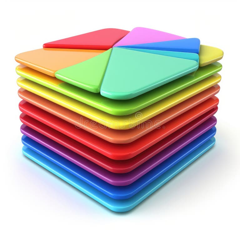 Colorful Stacked Rainbow Pie Chart Segments: Business Data ...