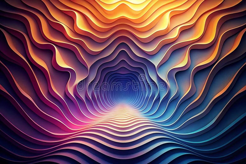 Colorful Layered Wavy Tunnel, Vibrant Abstract Background Stock ...