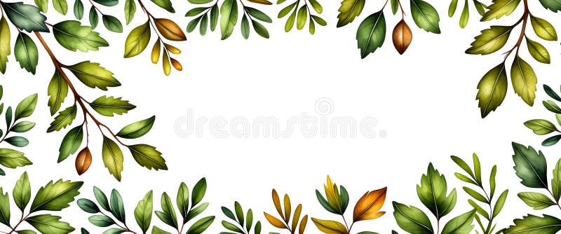 Colorful Leaf Border on White Background for Nature Themed Design Stock ...