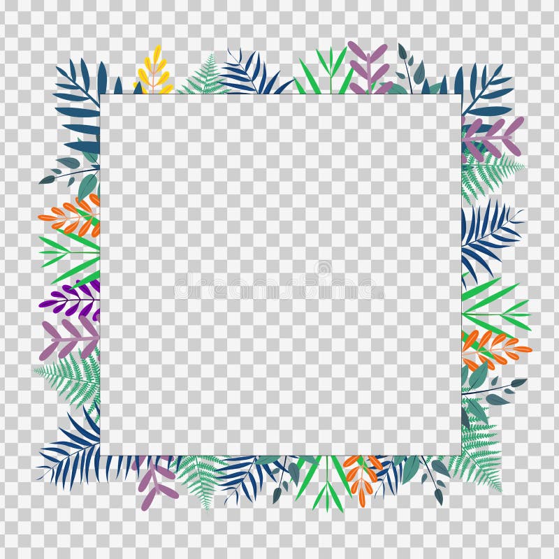 Colorful Leaf Frame Pattern on Transparent Background Vector Design ...