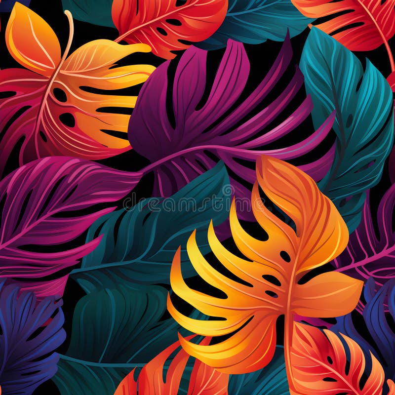 Colorful Leaf Graphics of Tropical Leaves.vector Graphic by Generative ...