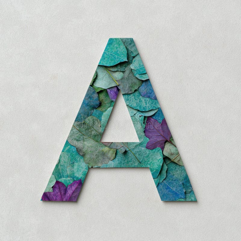 Colorful leaf letter a stock illustration. Illustration of purple ...