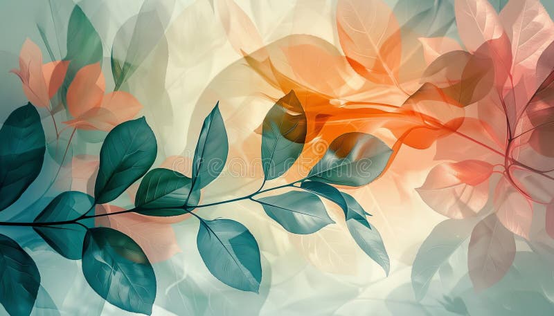 A Colorful Leafy Branch with a Blue Leaf and a Red Leaf Stock ...