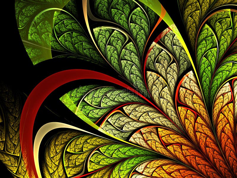 Colorful Leafy Fractal Plant Stock Illustration - Illustration of ...