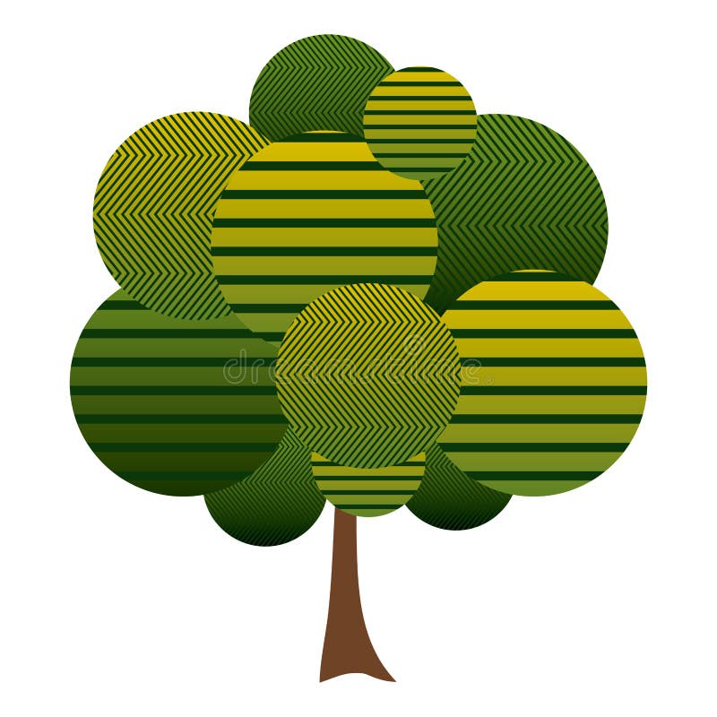Colorful Leafy Tree Plant with Abstract Lines Stock Illustration ...