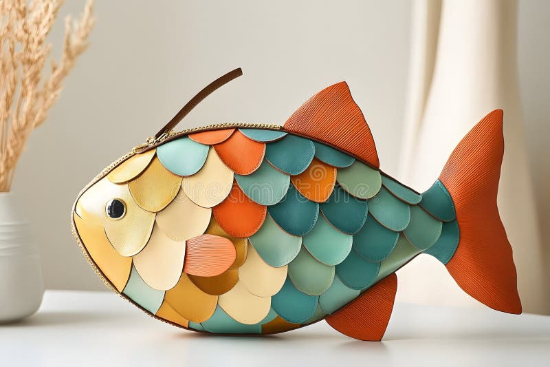 Colorful Leather Fish Shaped Handbag Illustration Stock Illustration ...