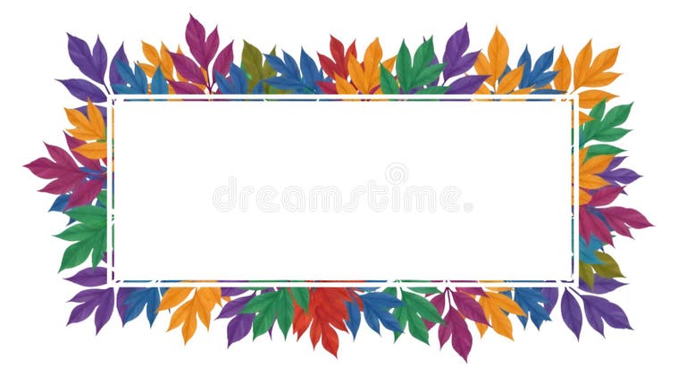 Colorful Leaves Frame with Rectangular Shape, Floral Border, Leaf ...