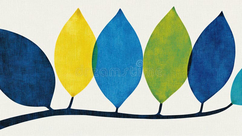 Colorful Leaves Branch Art Print Design Stock Image - Image of ...