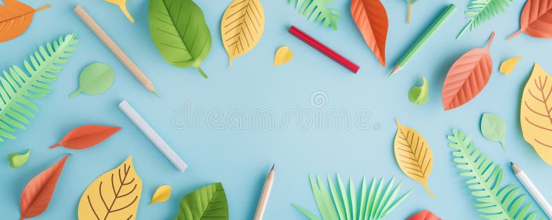 Colorful Leaves, Classroom Essentials, Flat Design Illustration Stock ...