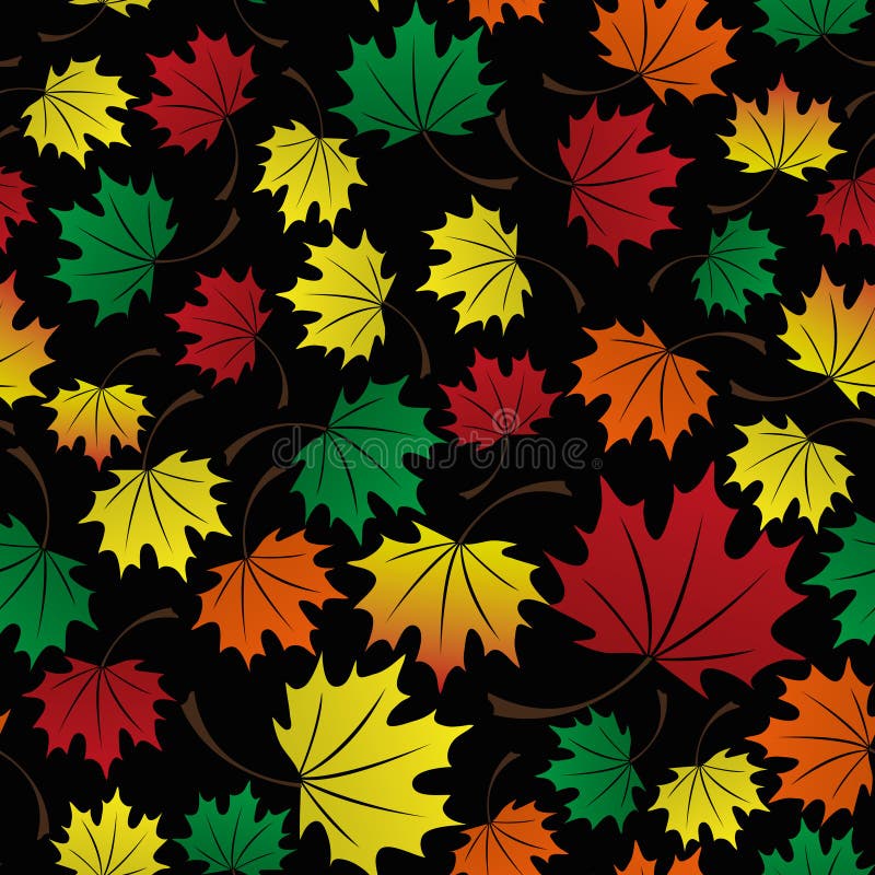 Colorful Leaves Dark Fall Seamless Pattern Eps10 Stock Vector ...