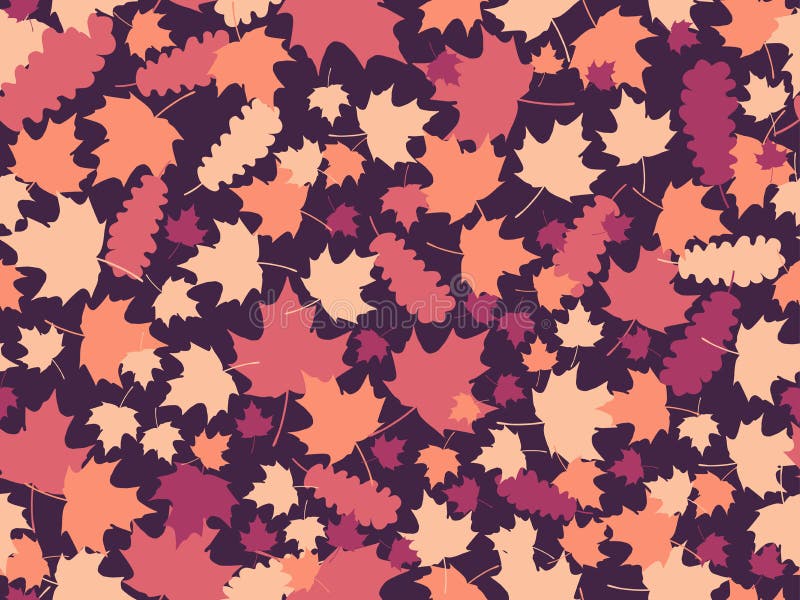 Colorful Leaves Seamless Pattern. Autumn Falling Leaves, Leaf Fall. Oak ...