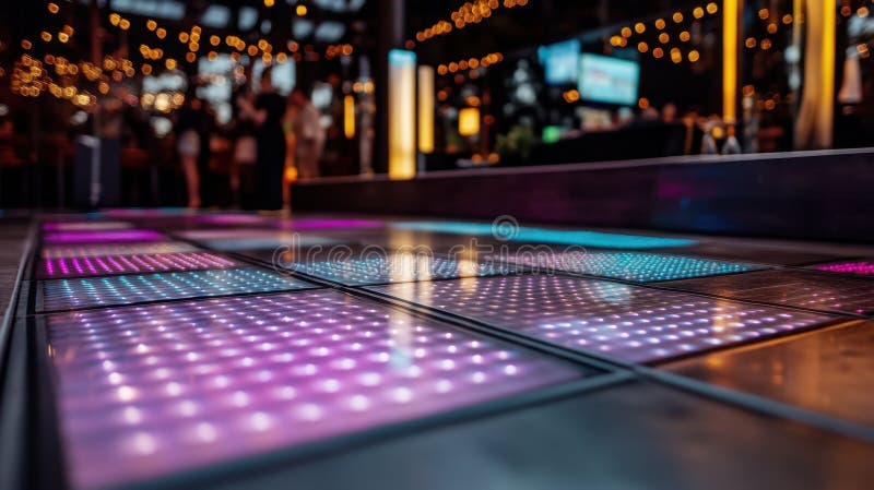 Colorful Led Dance Floor in a Vibrant Nightclub Setting with String ...