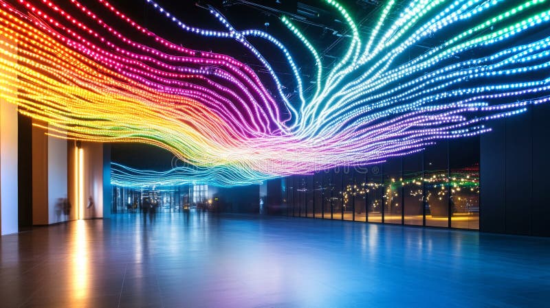 Colorful LED Light Display Creates a Vibrant Atmosphere in a Modern ...