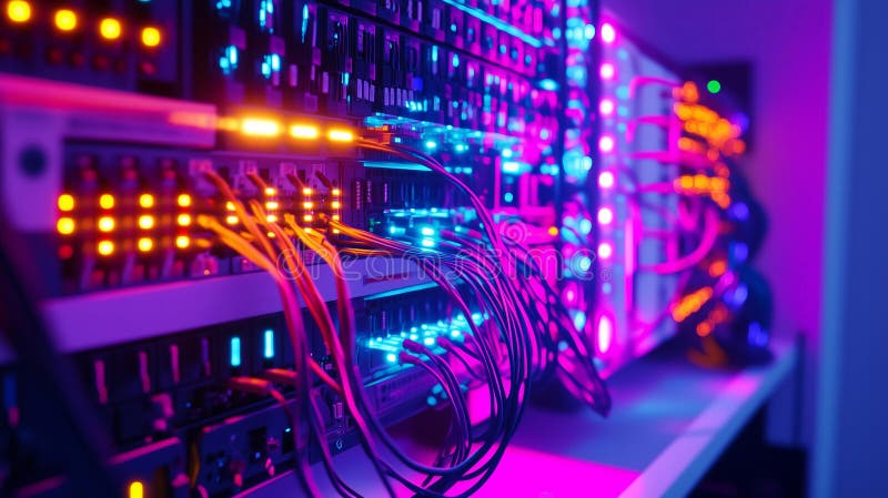 Server Rack Lights Blinking in Data Center, Futuristic Technology Stock ...