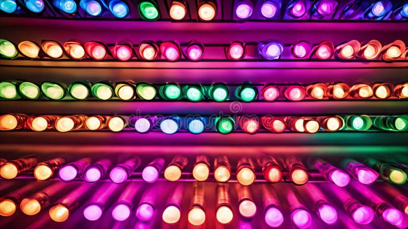 Colorful LED Lights in Rows Stock Video - Video of striking, technology ...