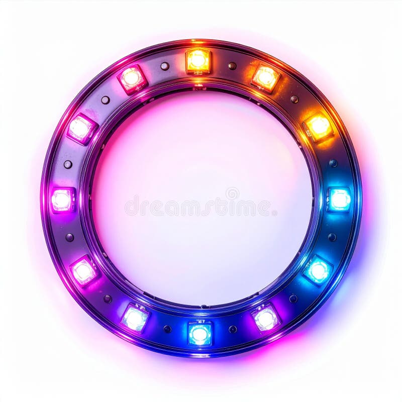 Colorful LED Ring Light Circle Illumination Stock Illustration - Illustration of ambient ...