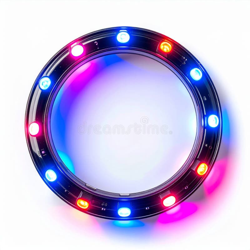 Colorful LED Ring Light on White Background Stock Illustration ...