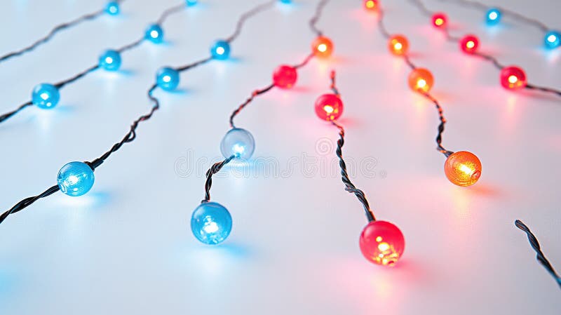 Colorful LED String Lights on White Background Stock Illustration ...