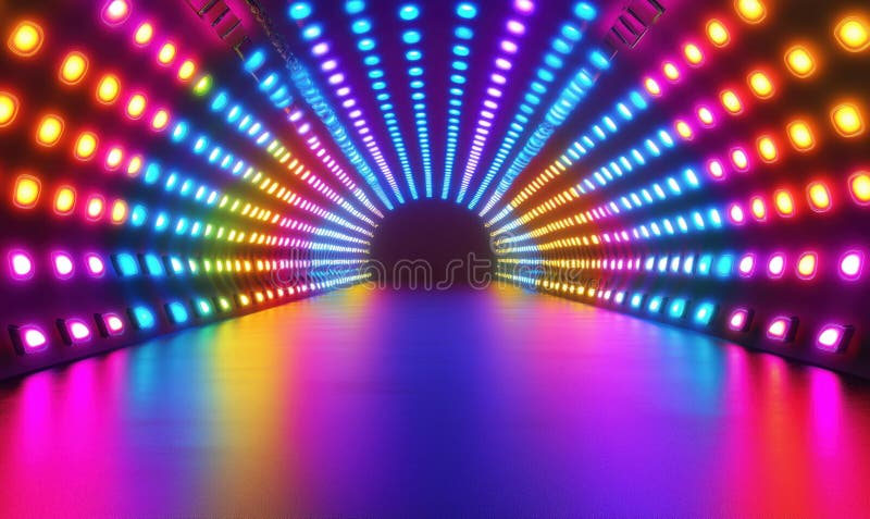 Colorful LED Tunnel with Vibrant Lights Creating a Mesmerizing Visual ...